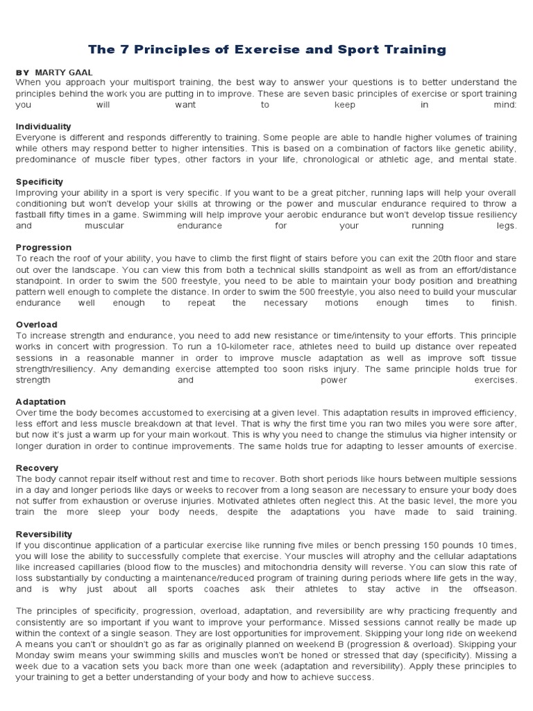 The 7 Principles of Exercise and Sport Training: Individuality | PDF ...
