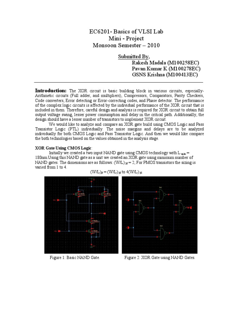Miniproject XOR | PDF | Cmos | Logic Gate