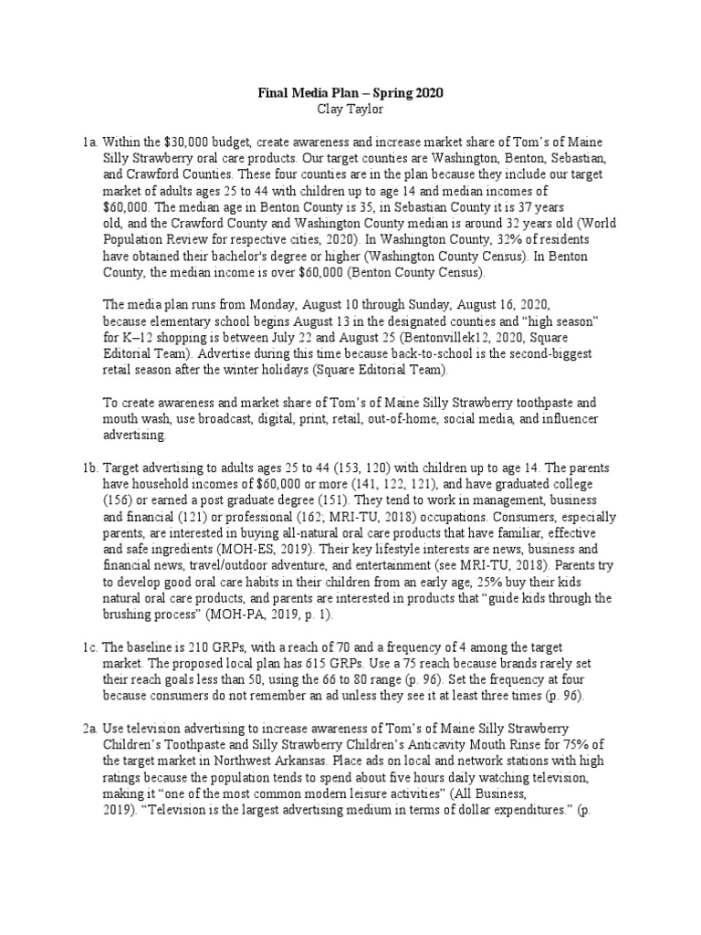 Final Media Plan | PDF | Billboard | Advertising