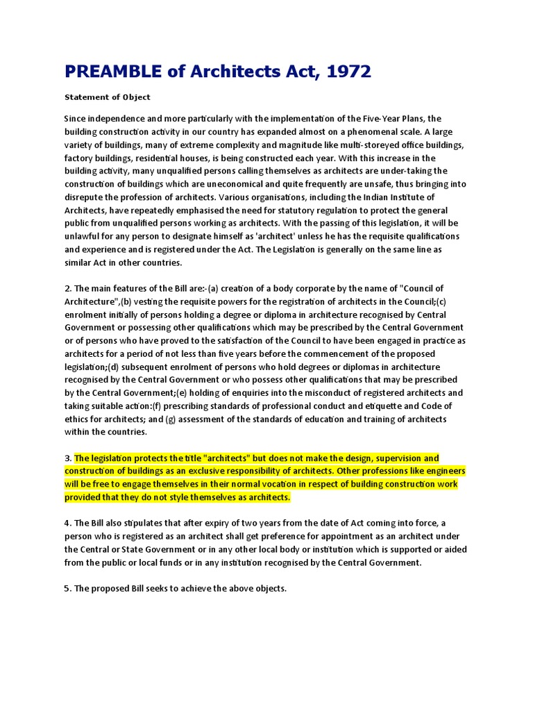 Architects Act: Ensuring Qualified Practice | PDF | Architect | Government