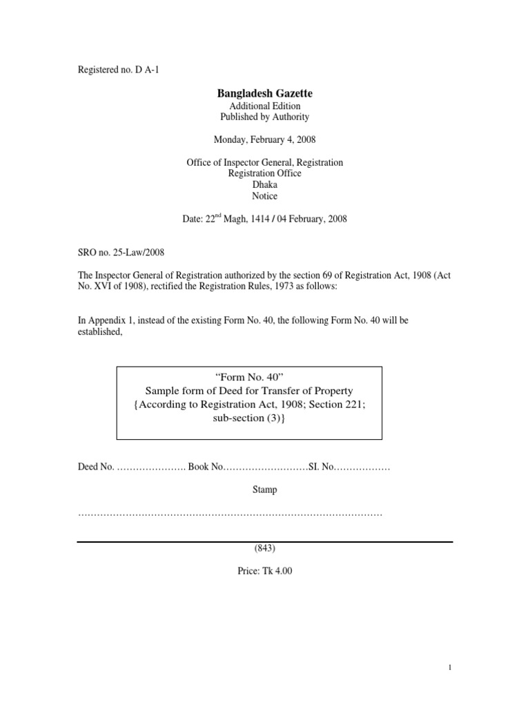 Sample Form of Deed For Transfer of Property PDF | PDF | Conveyancing ...