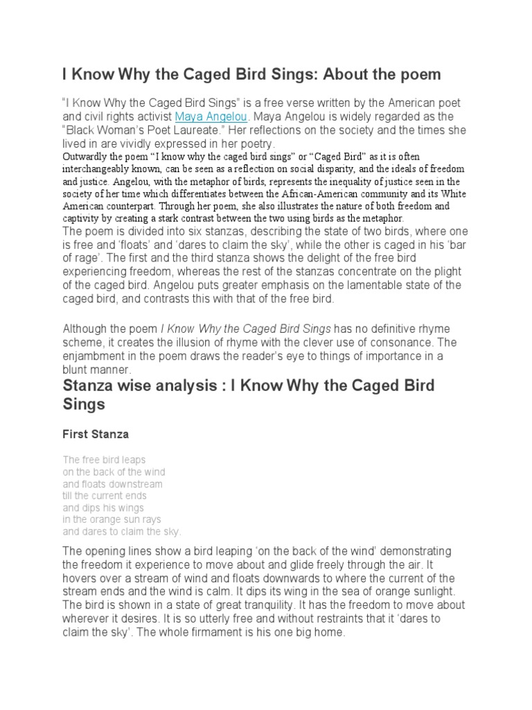 I Know Why The Caged Bird Sings | PDF | Poetry