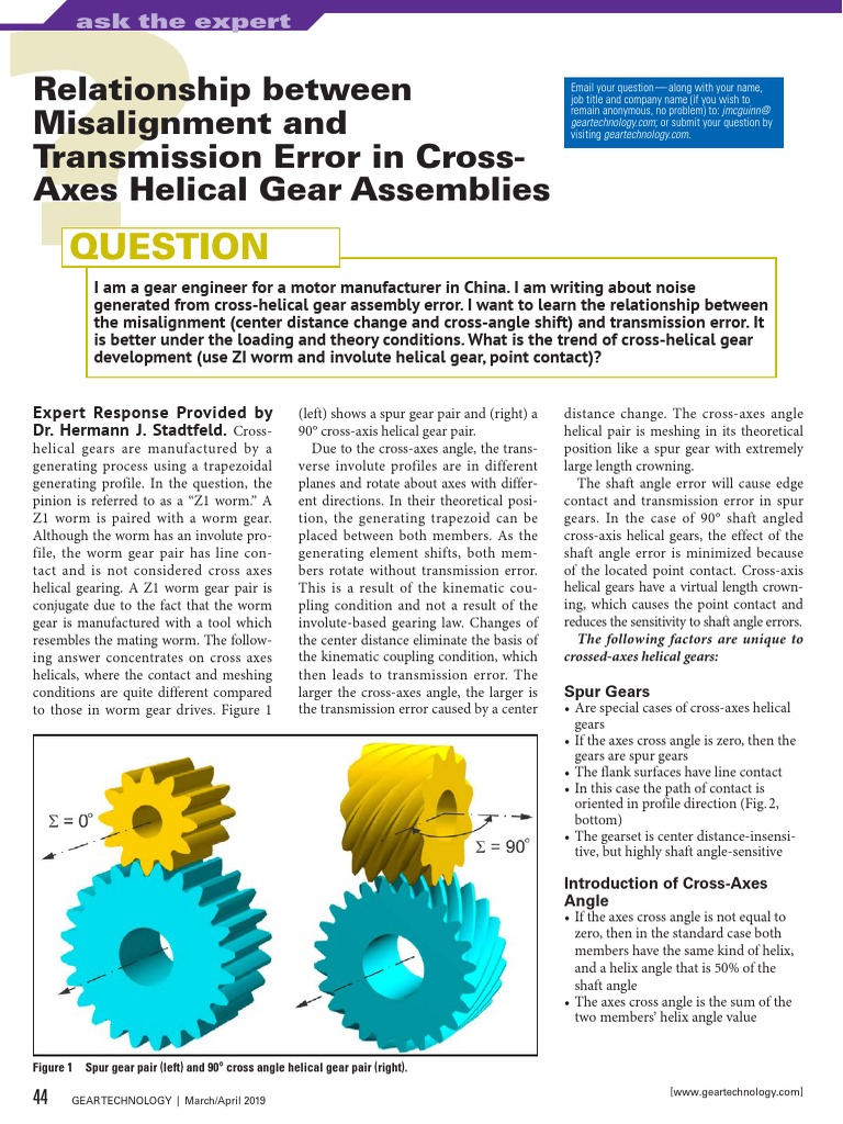 Relationship Between Misalignment and Transmission Error in Cross-Axes ...