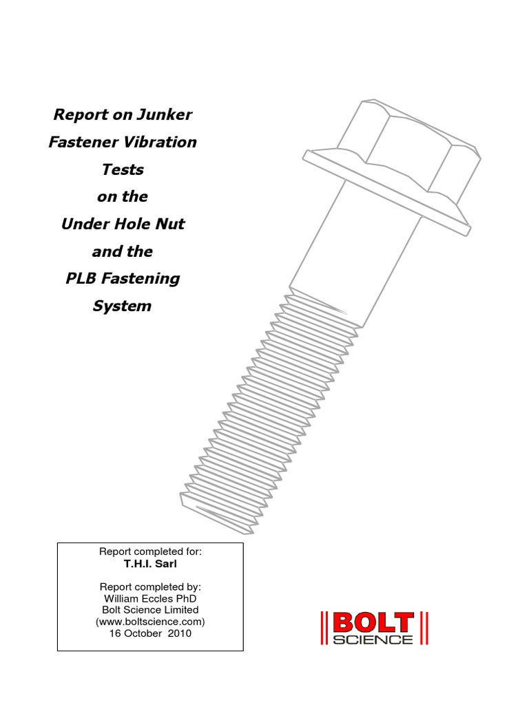 Junker Vibration Tests on Fasteners | PDF | Nut (Hardware) | Screw