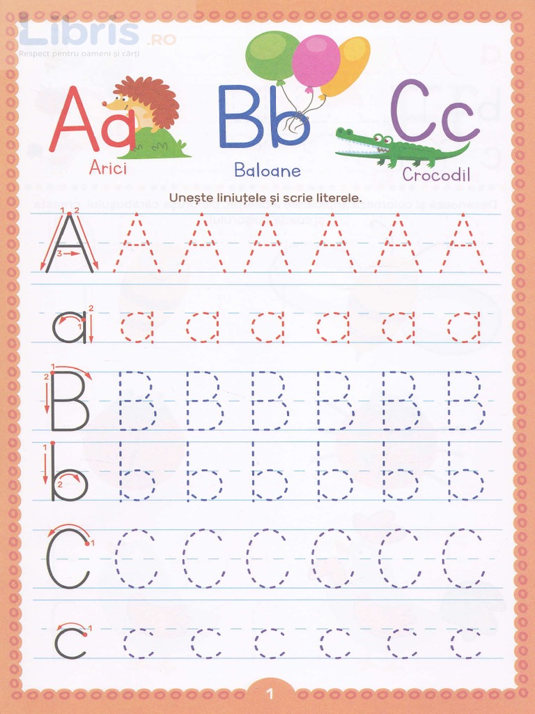 Litere Si Modele Grafice. Coloreaza Si Invata A Scrie PDF | PDF