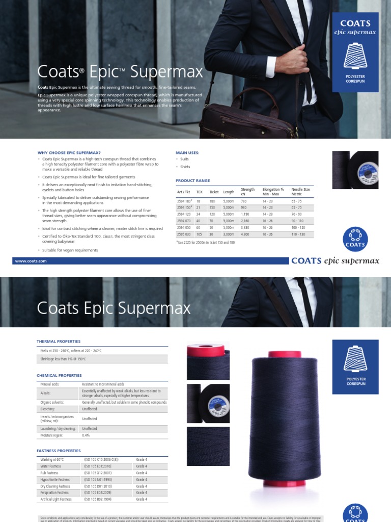 Epic Supermax Product Information | PDF | Yarn | Sewing