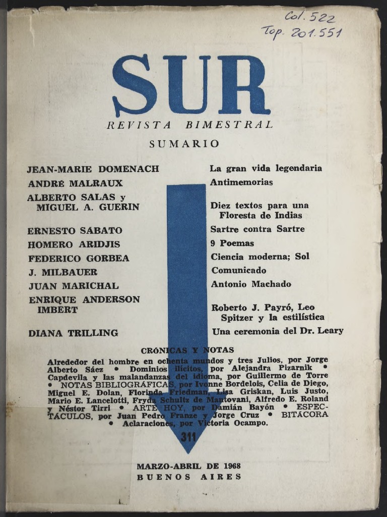 Revista Sur - 1968 - n311 Dominios Ilícitos, Alejandra Pizarnik PDF | PDF