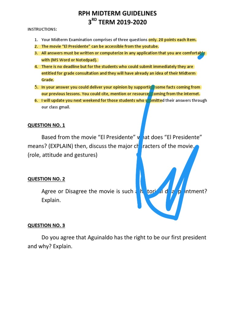 RPH Midterm Exam 3DR Term 2020 V.2 PDF | PDF