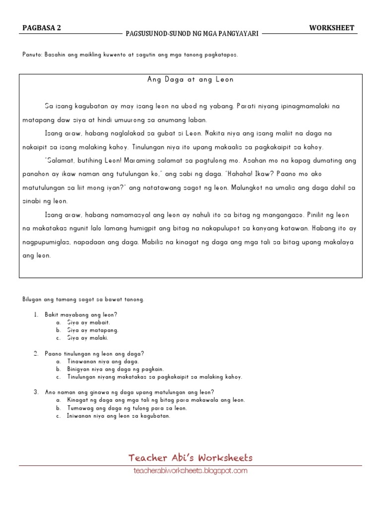 Pagbasa 2 - Pagsusunod-Sunod NG Pangyayari - 1 PDF | PDF