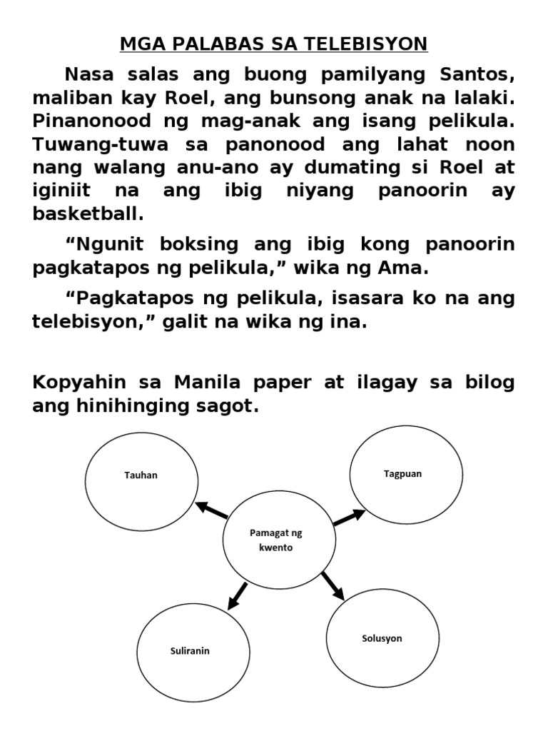 MGA PALABAS SA TELEBISYON - Bahagi NG Kwento | PDF