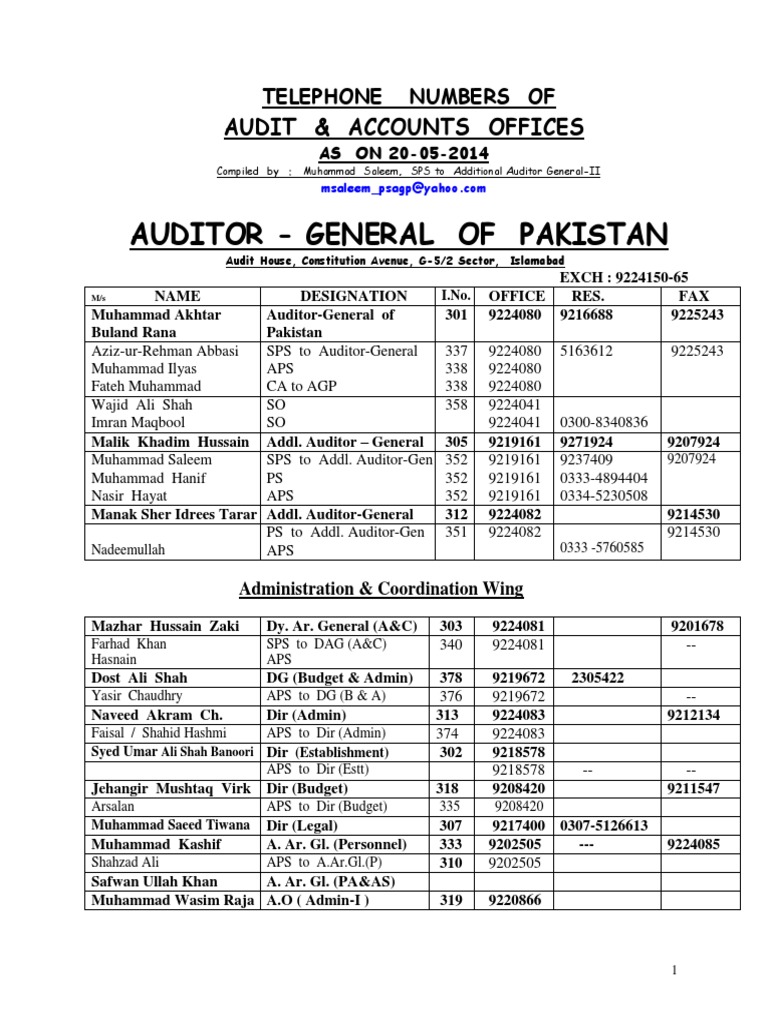 Auditor - General of Pakistan: Audit & Accounts Offices | PDF ...