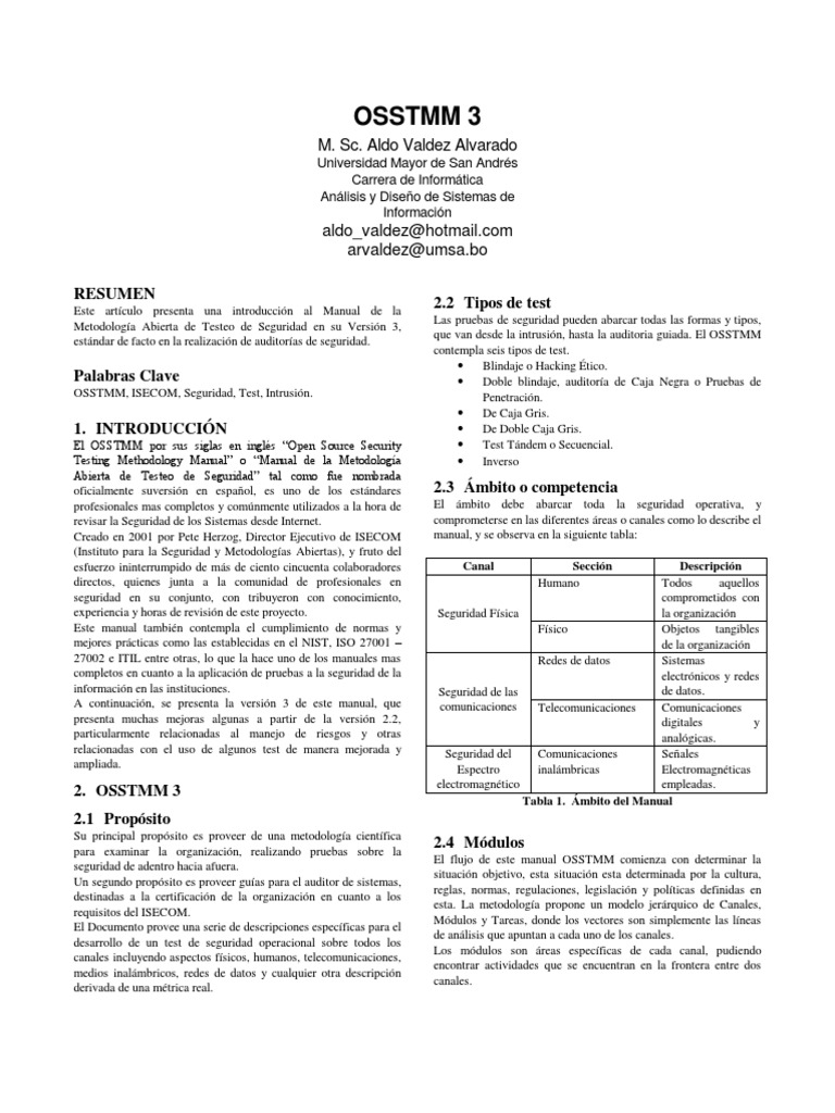 Osstmm 3 PDF | PDF | Auditoría | Información