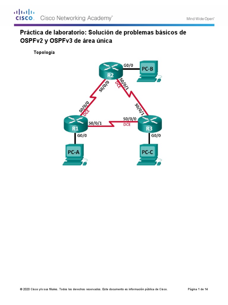 10.2.3.3 Lab - Troubleshooting Basic Single-Area OSPFv2 and OSPFv3 | Descargar gratis PDF ...
