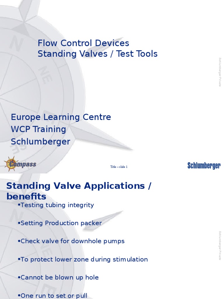 Flow Control Devices Standing Valves / Test Tools: Europe Learning ...
