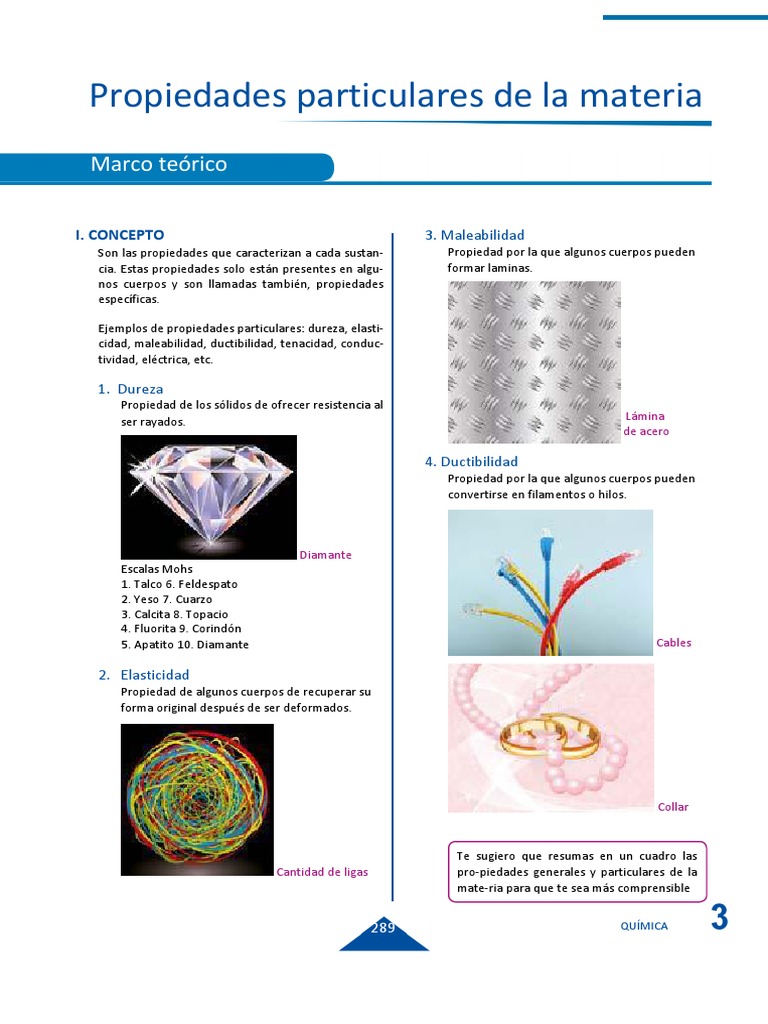 Prop de La Materia QUIMICA PDF | PDF | Rieles | Dureza