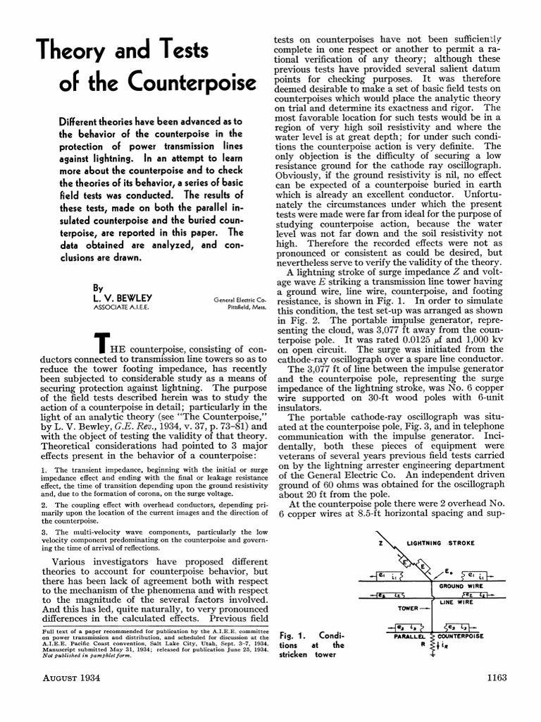 Theory and Tests of The Counterpoise | PDF | Electrical Impedance ...