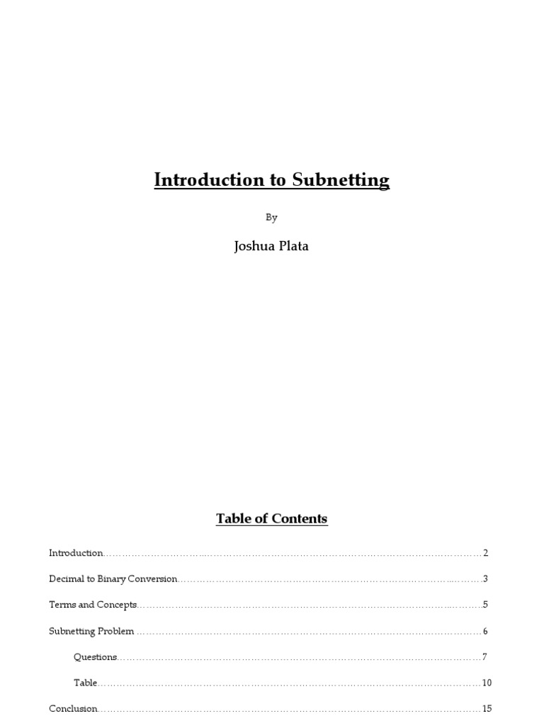 Introduction To Subnetting Pdf Ip Address Internet Architecture