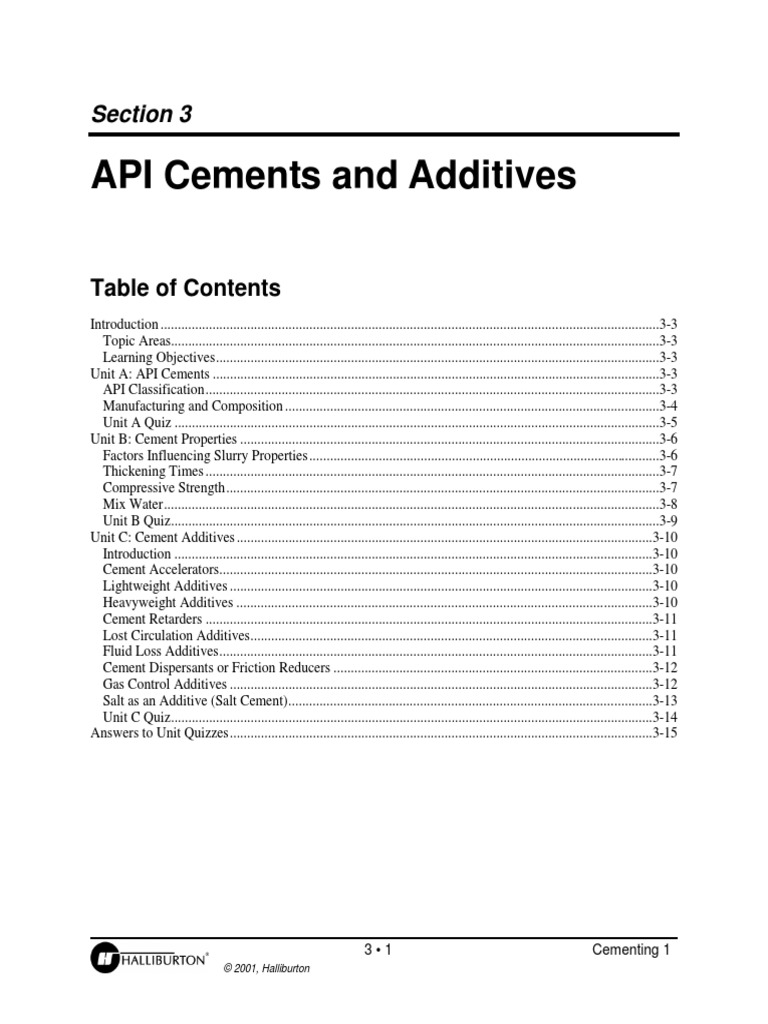 03 - API Cements and Additives | PDF | Casing (Borehole) | Chemical ...