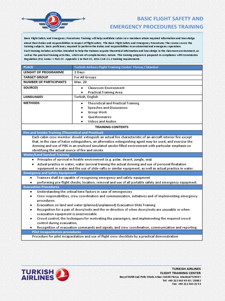 Basic Flight Safety and Emergency Procedures Training | PDF | Emergency ...
