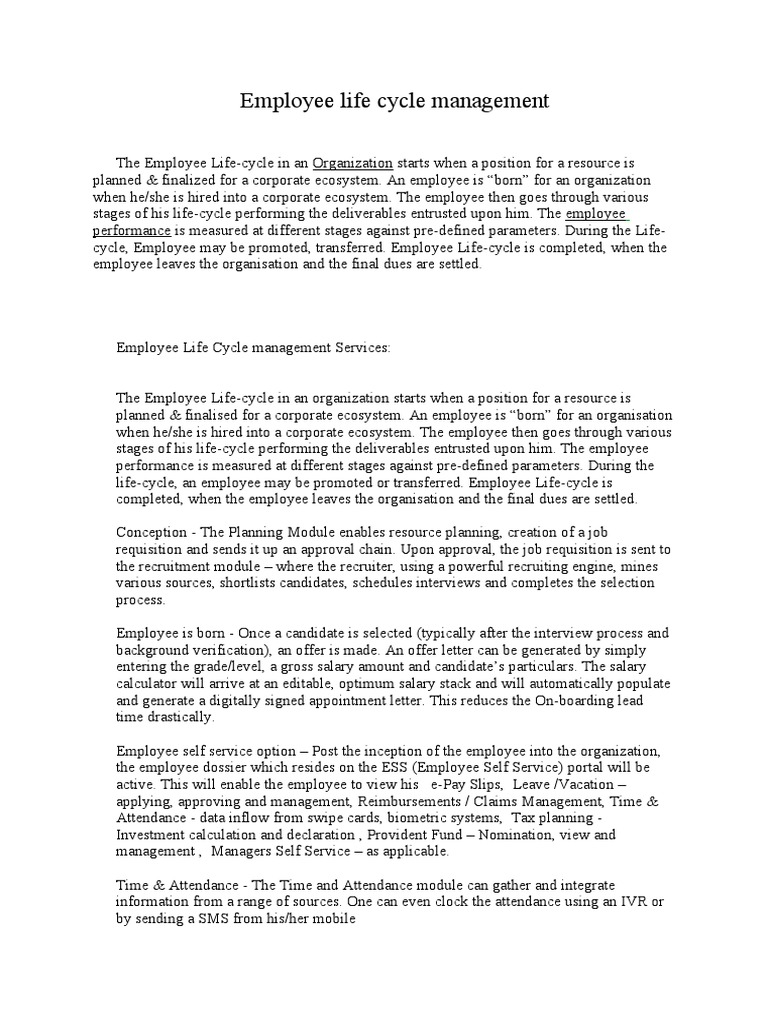 Employee Life Cycle Management | Download Free PDF | Computing | Business