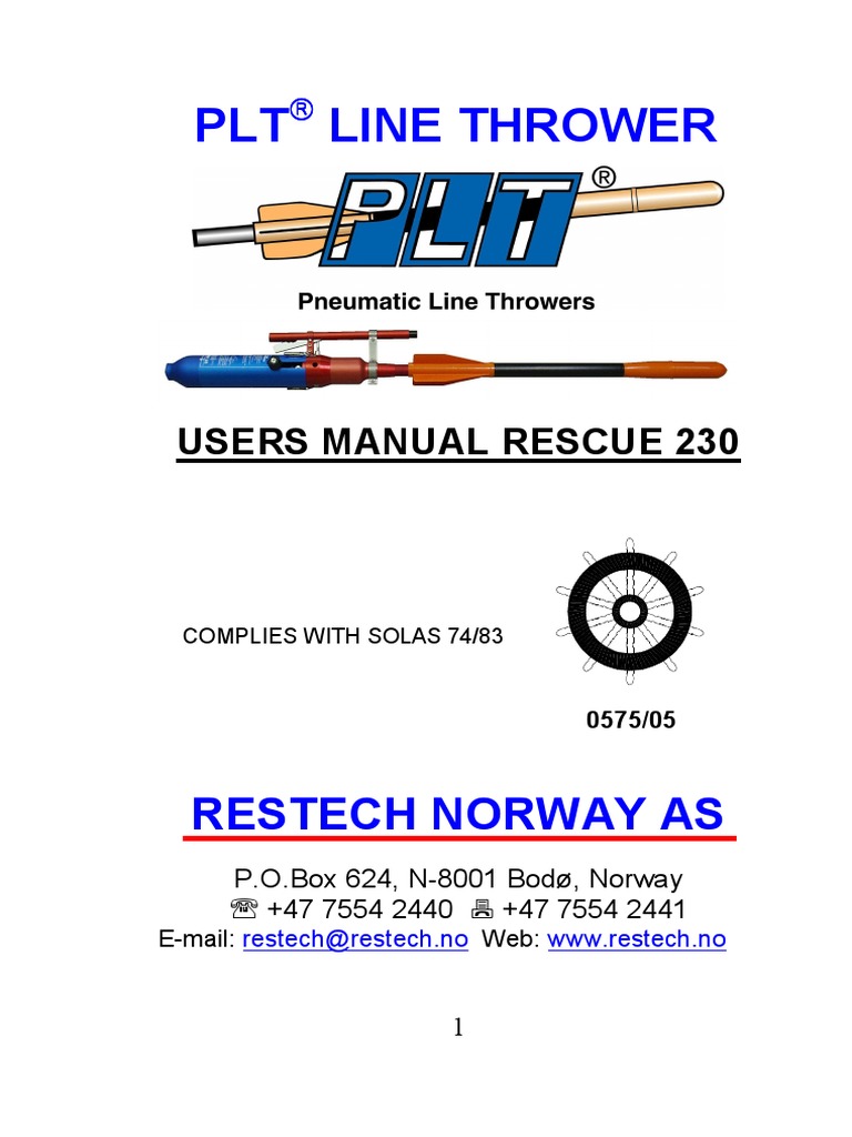 PLT Line Thrower: Restech Norway As | Download Free PDF | Manufactured ...
