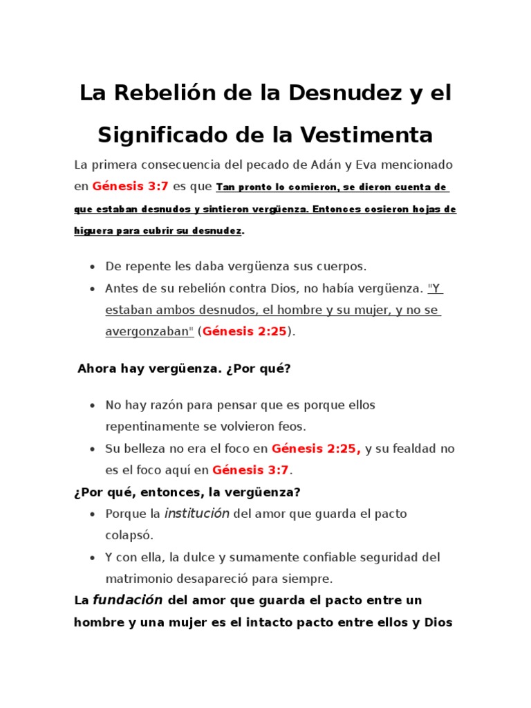 La Rebelión de La Desnudez y El Significado de La Vestimenta | PDF ...