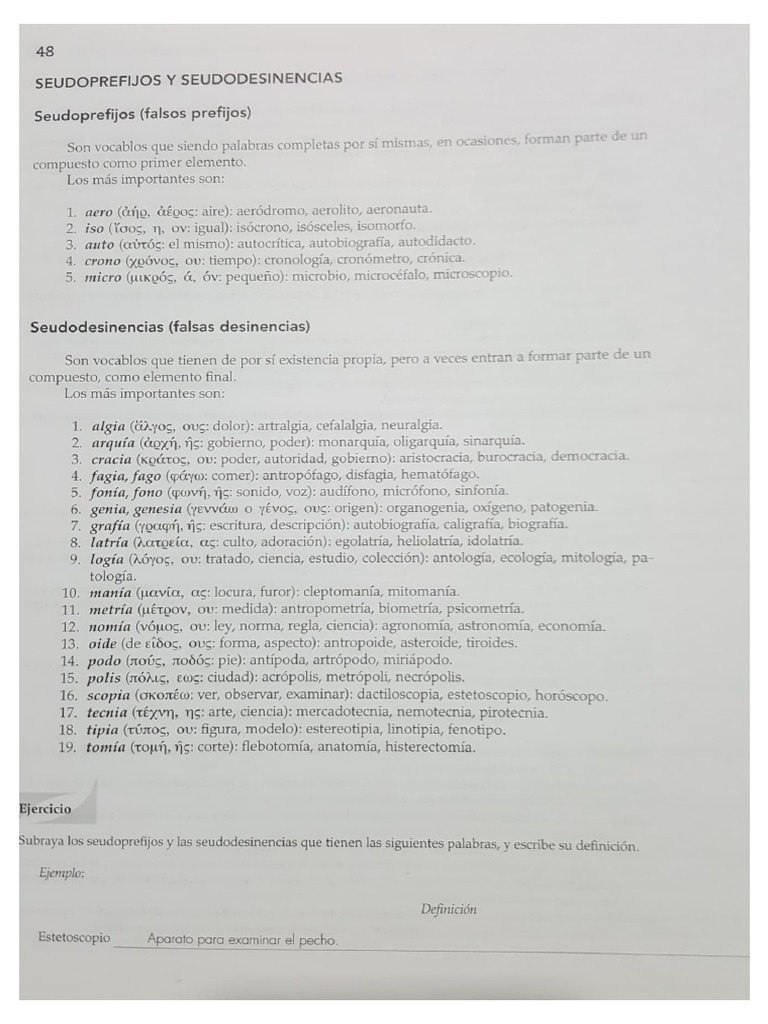 Seudoprefijos y Seudodesinencias | PDF
