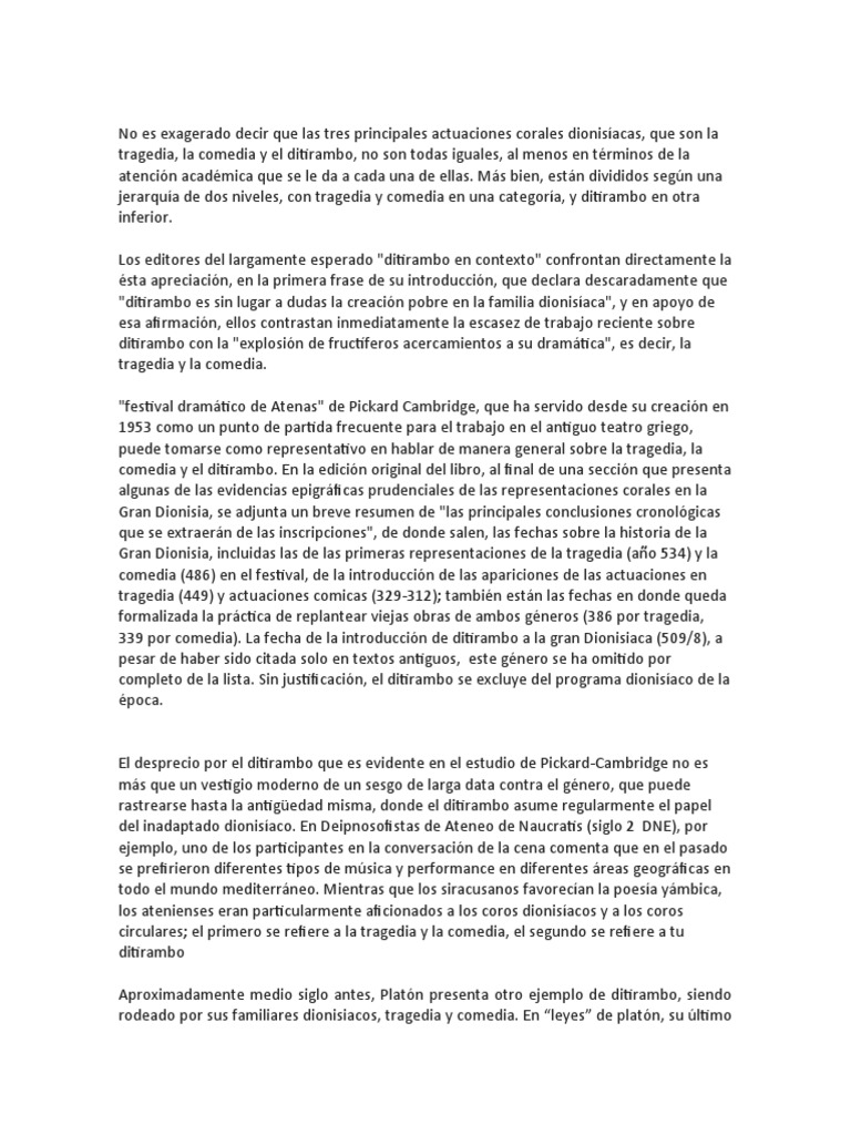 Ditirambo | PDF | Teatro griego antiguo | Antigua Grecia