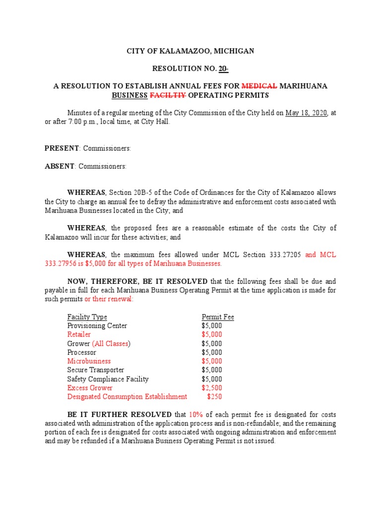 Marijuana Permit Fee Resolution | PDF | Social Institutions | Social ...