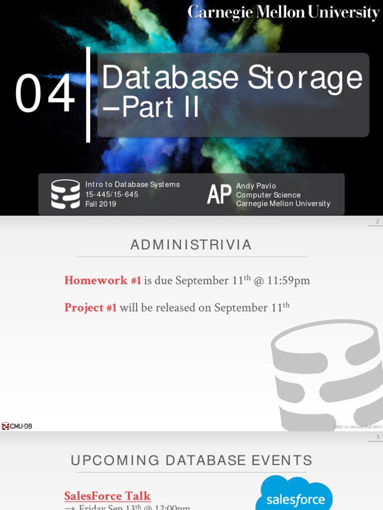 Database Storage: Intro To Database Systems Andy Pavlo | PDF ...