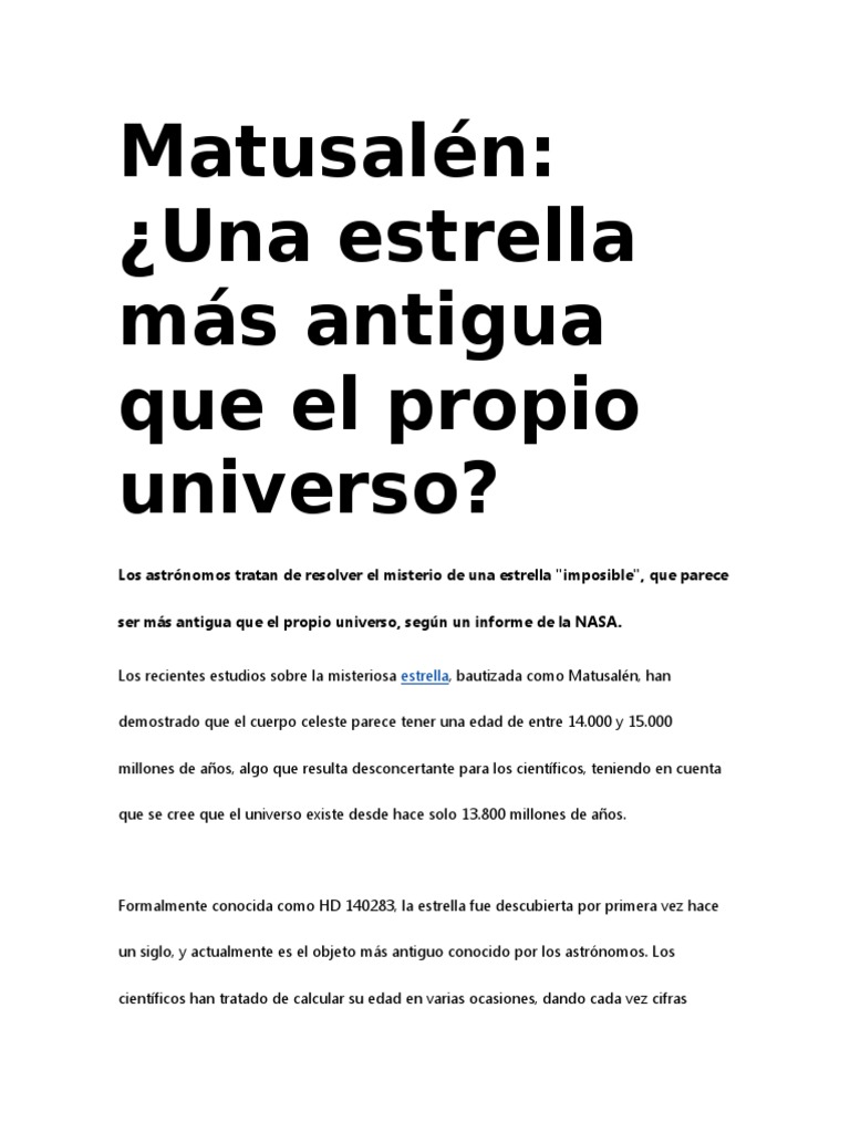 Matusalén | PDF | Vía láctea | Universo
