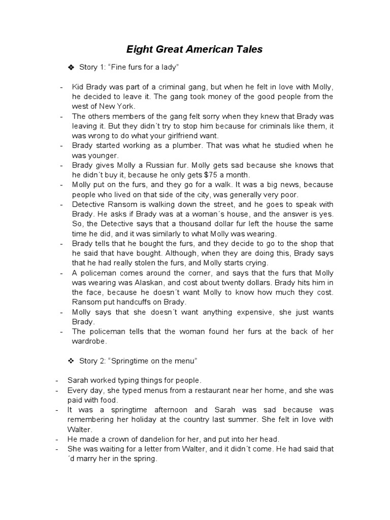 Eight Great American Tales Overview | PDF | Menu