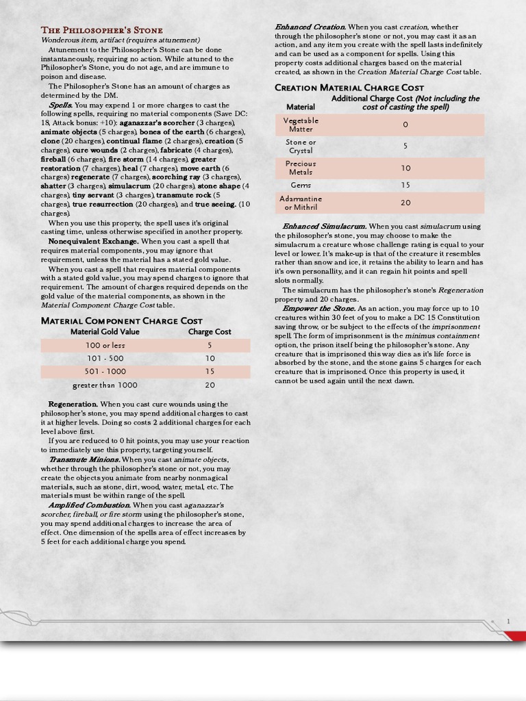 D&D 5E Philosopher's Stone Guide | PDF | Nature