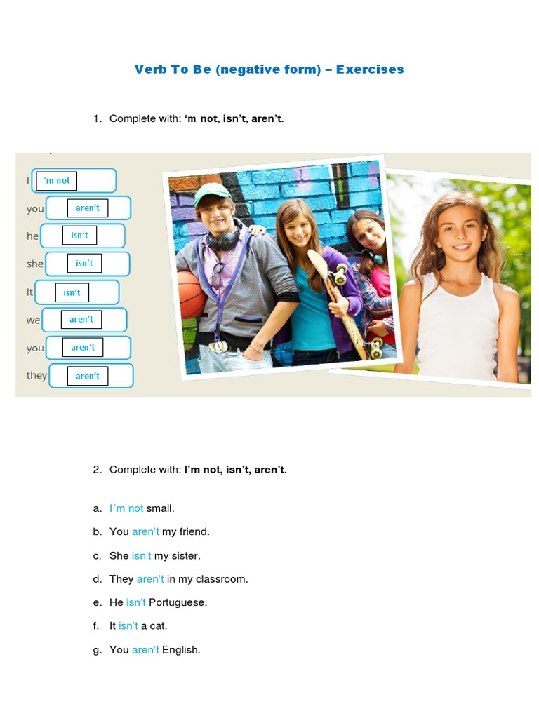 2 CORRECTION Verb To Be (Negative Form) - Exercises | PDF
