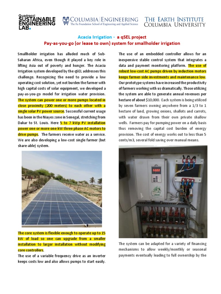 A qSEL Project Pay-As-You-Go (Or Lease To Own) System For Smallholder ...