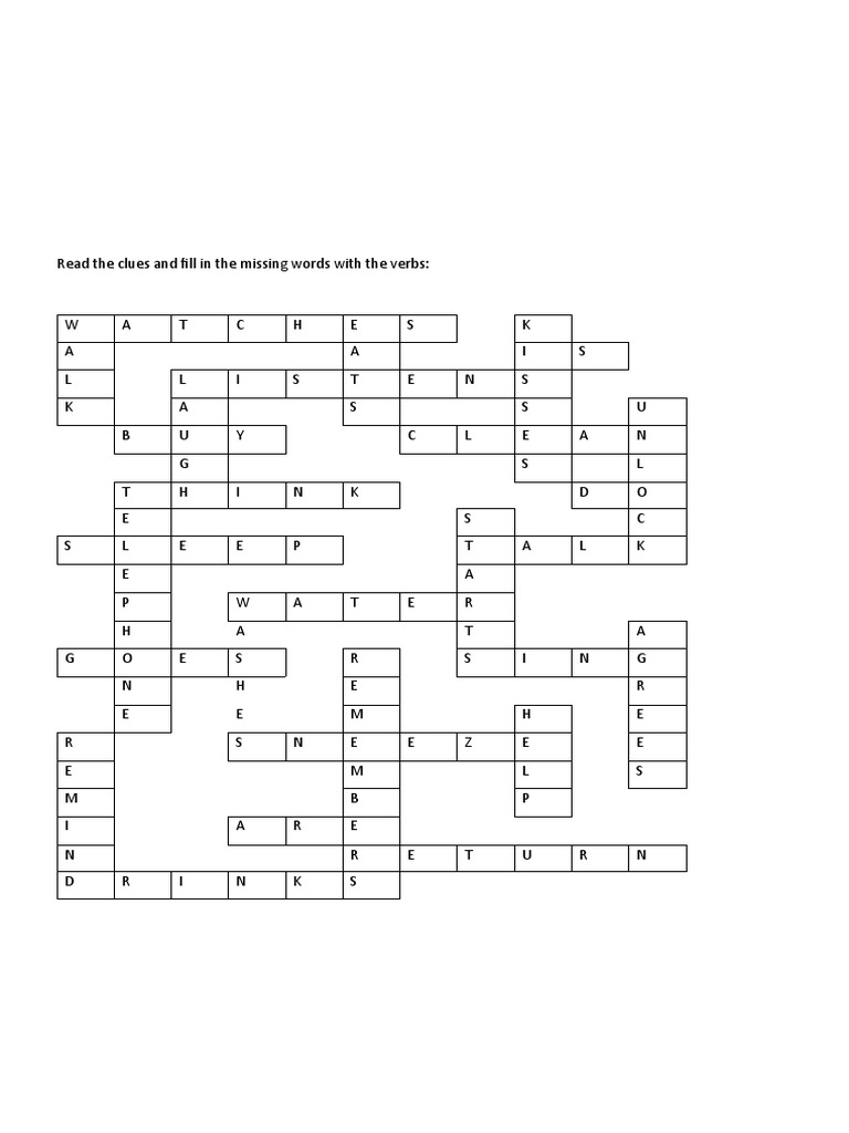 Read The Clues and Fill in The Missing Words With The Verbs | PDF
