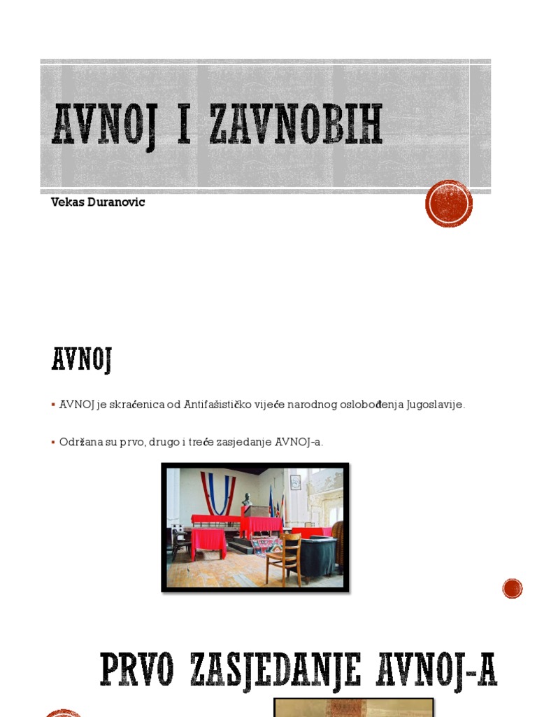 AVNOJ I ZAVNOBIH Prezentacija | PDF