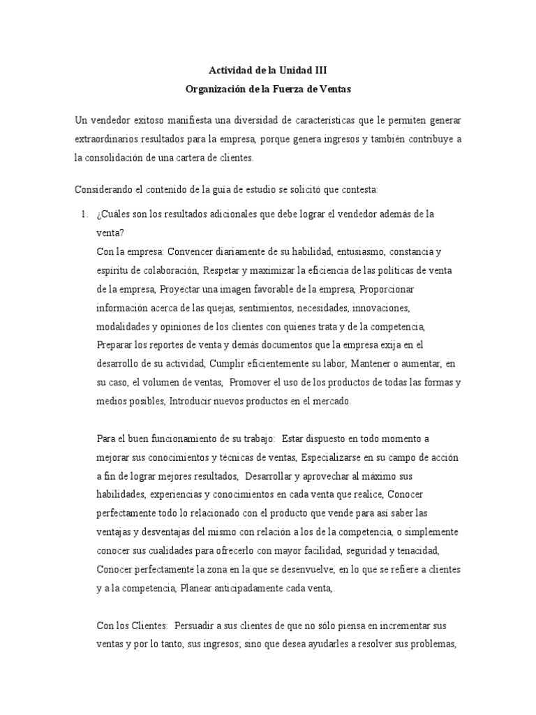 Actividad de La Unidad III.3docx | PDF | Cliente | Mercado (economía)