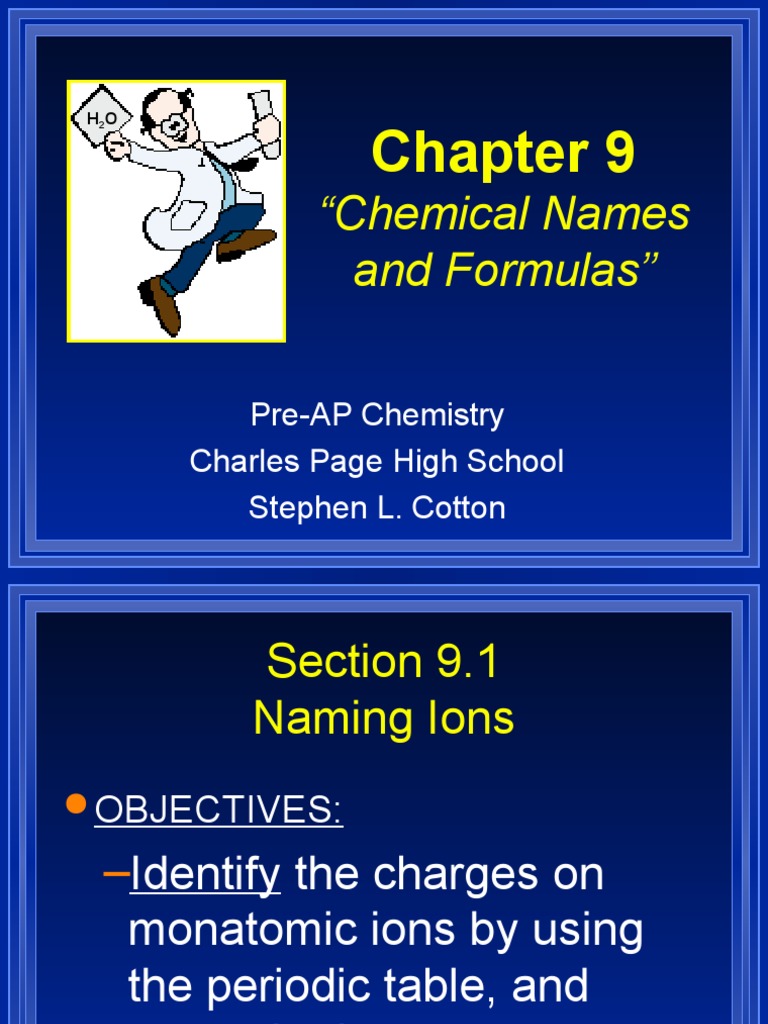 Chapter 9 Chemical Names and Formulas | PDF | Ion | Acid