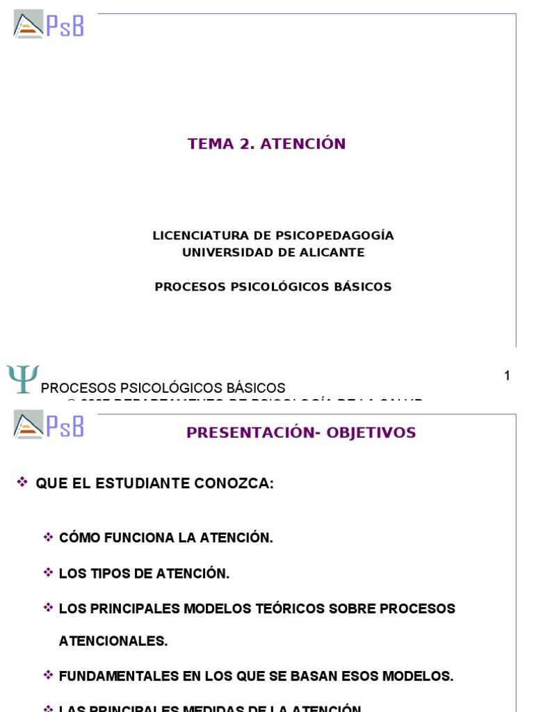 Tema 2 - Procesos Psicológicos Basicos | PDF | Atención | Memoria