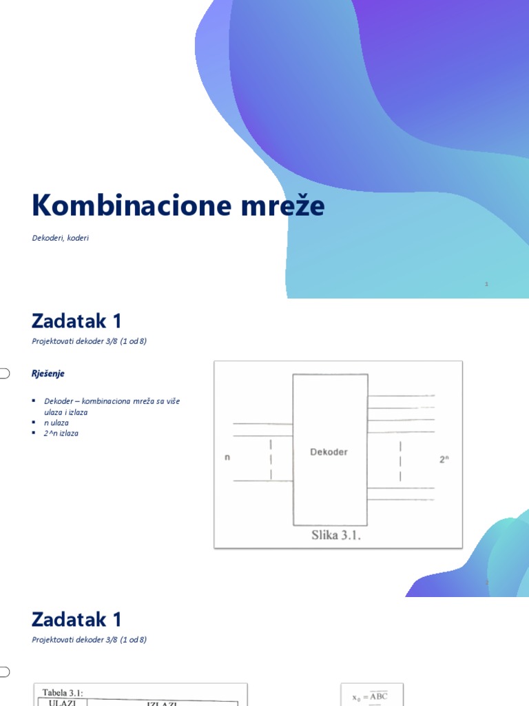 Kombinacione Mreze - Koder - Dekoder | PDF