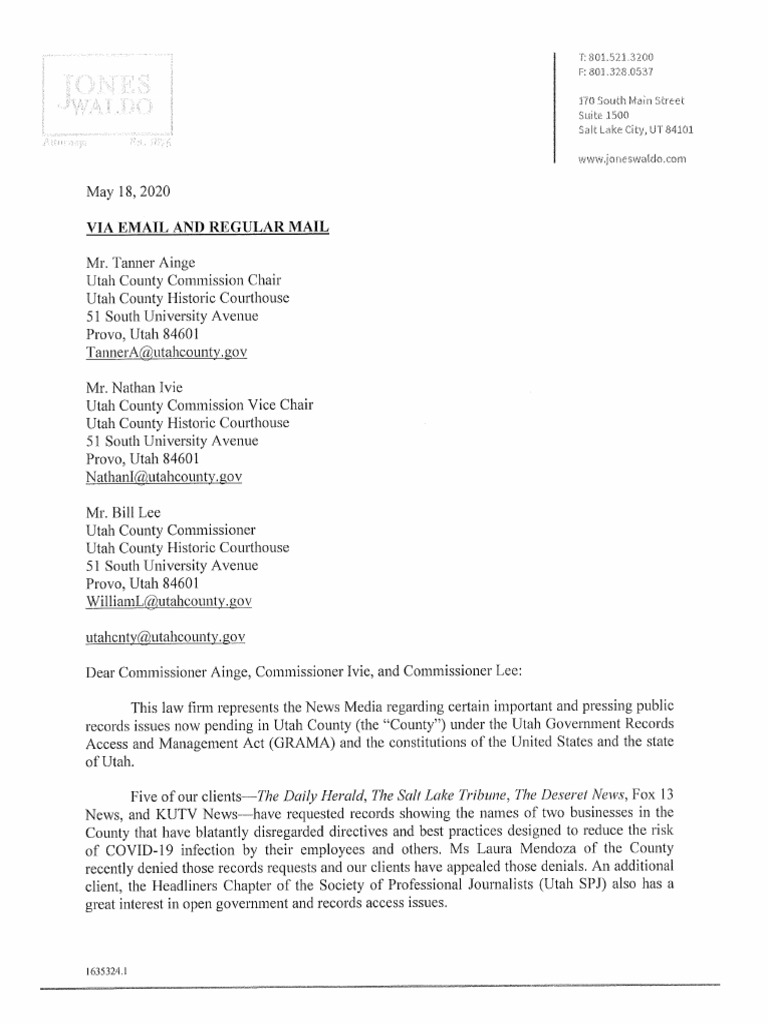 Letter to Utah County