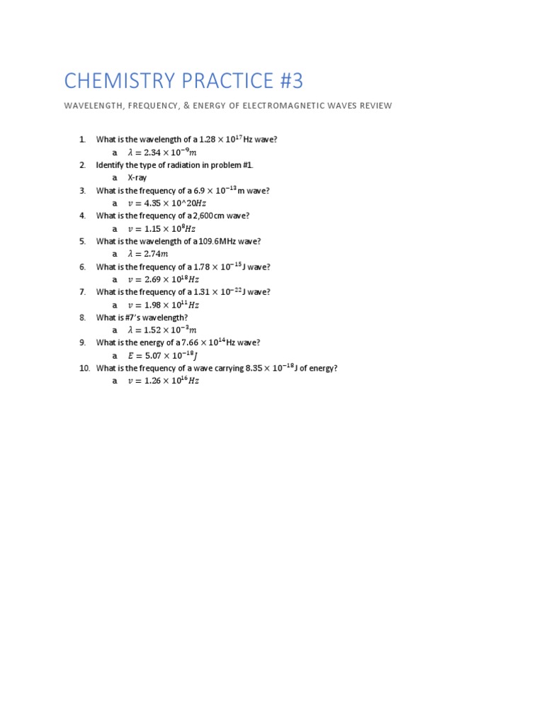 Chemistry Practice #3 | PDF