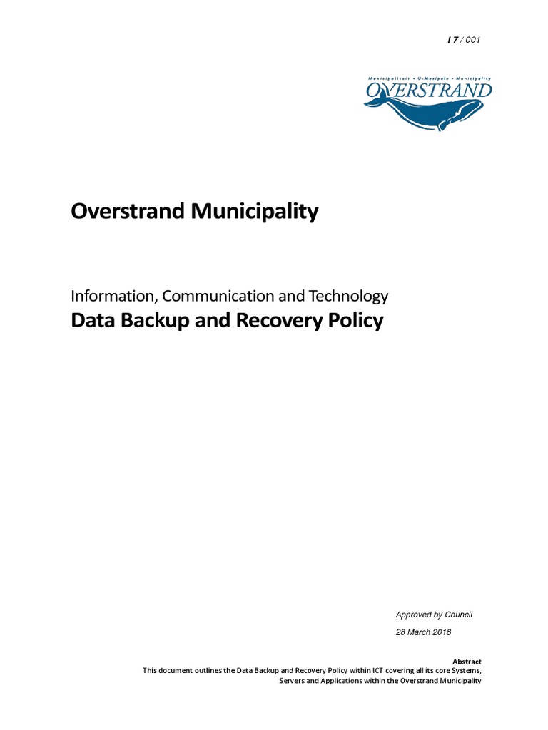 ICT Data Backup and Recovery Policy 28 March 2018 | PDF | Records ...