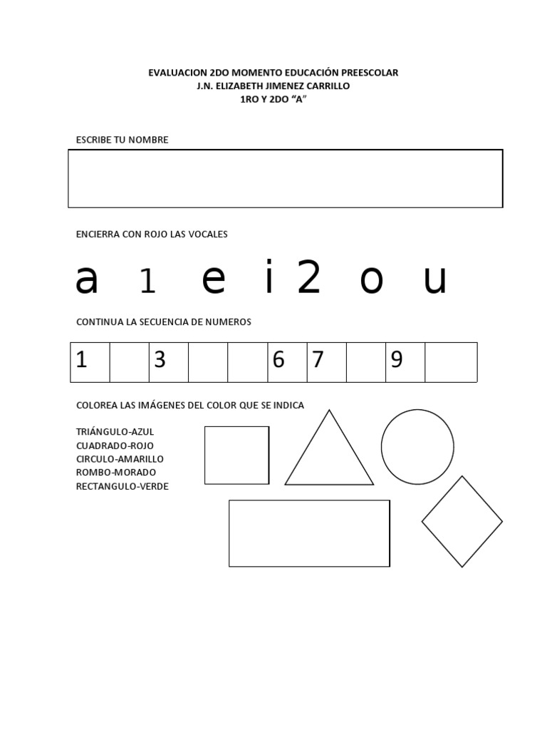 Evaluacion 2do Momento Educación Preescolar | PDF