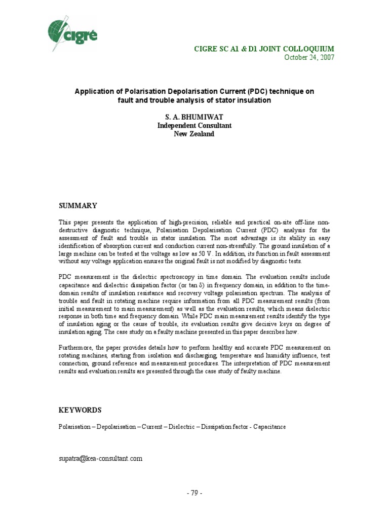 Application of Polarisation Depolarisation Current (PDC) Technique On ... Application of Polarisation Depolarisation Current (PDC) Technique On ...
