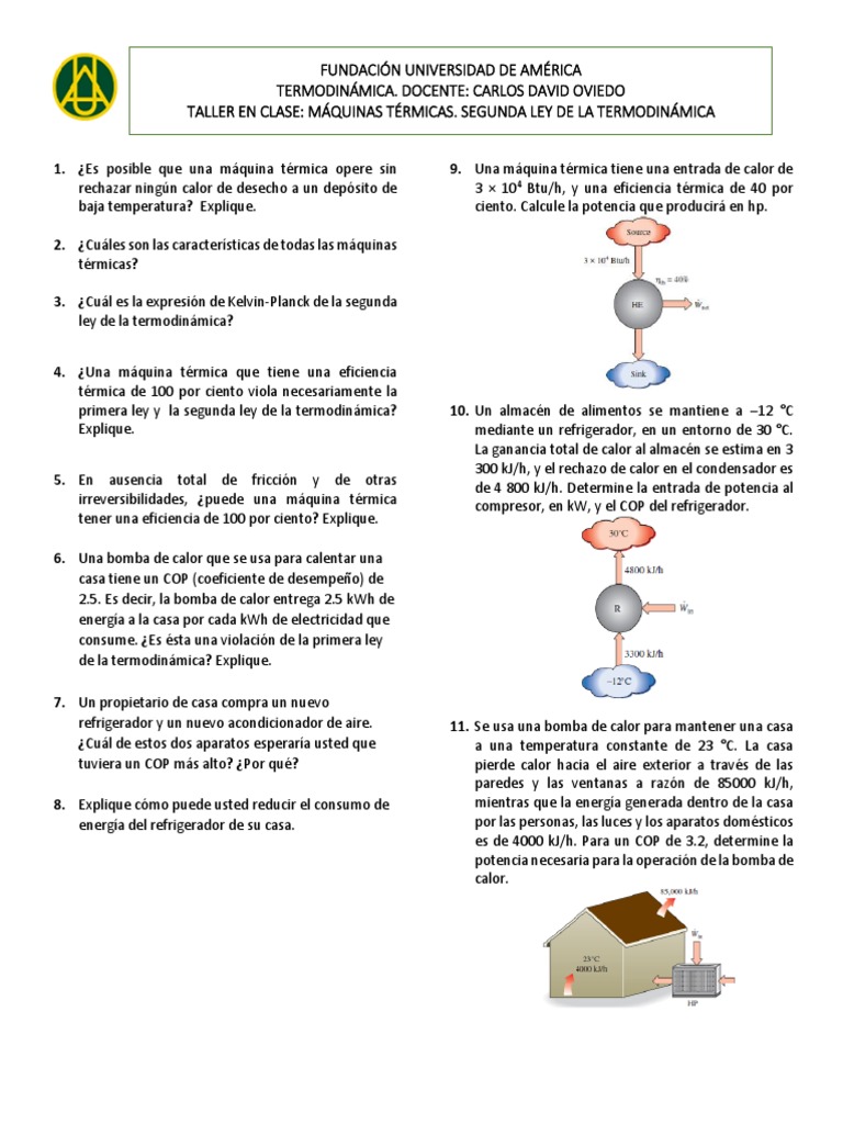 Ejercicios sobre Máquinas Térmicas y Termodinámica | PDF | Bomba de ...