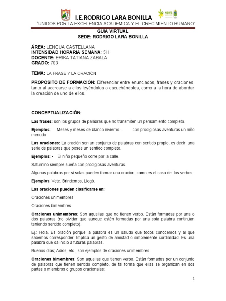 Taller 2 703 PDF | PDF | Asunto (gramática) | Predicado (Gramática)