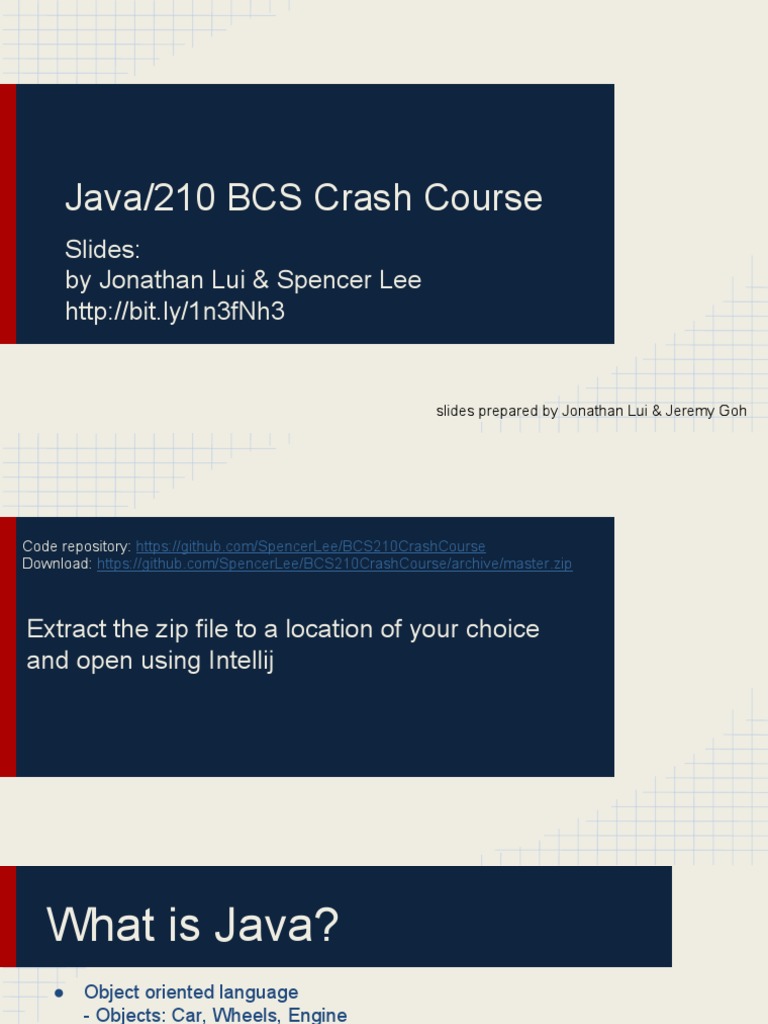 Java BCS Crash Course Jan 2016 | PDF | Inheritance (Object Oriented Programming) | Class ...