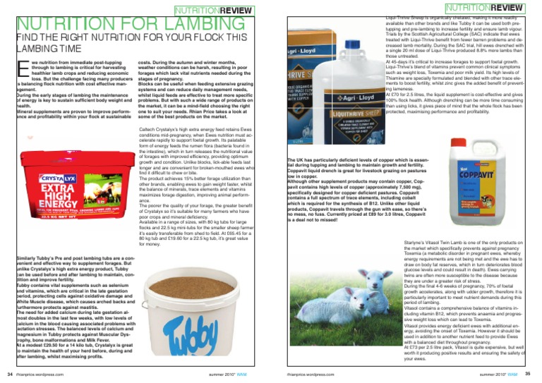 Sheep Nutrition Pdf Sheep Dietary Supplements